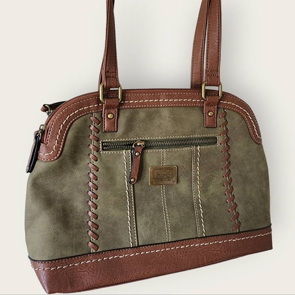b.o.c. | Bags | Boc Born Concept Brown And Green Leather And Suede ...